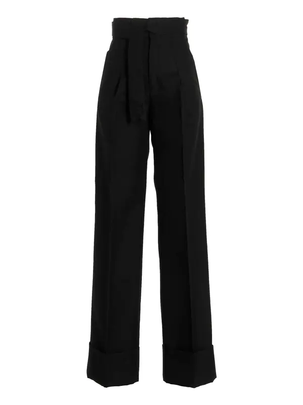 CAPASA Check Wide Leg Trousers - Black
