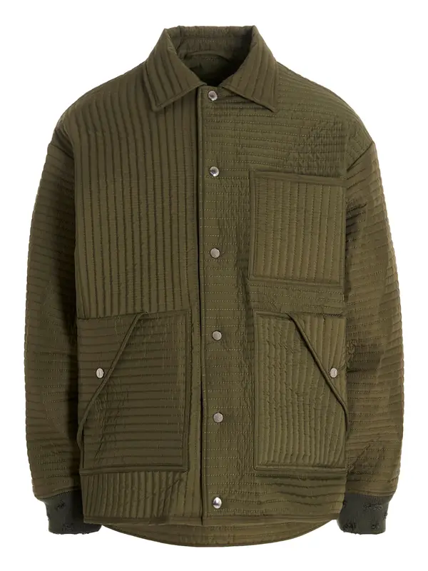 Khrisjoy Chore Quilted Stripes Down Jacket - Green