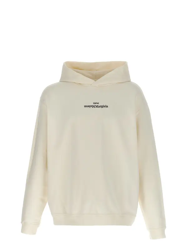 MAISON MARGIELA Logo Embroidered Hoodie - White