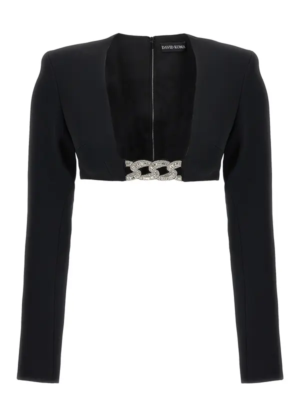 David Koma 3d Crystal Chain Top - Black