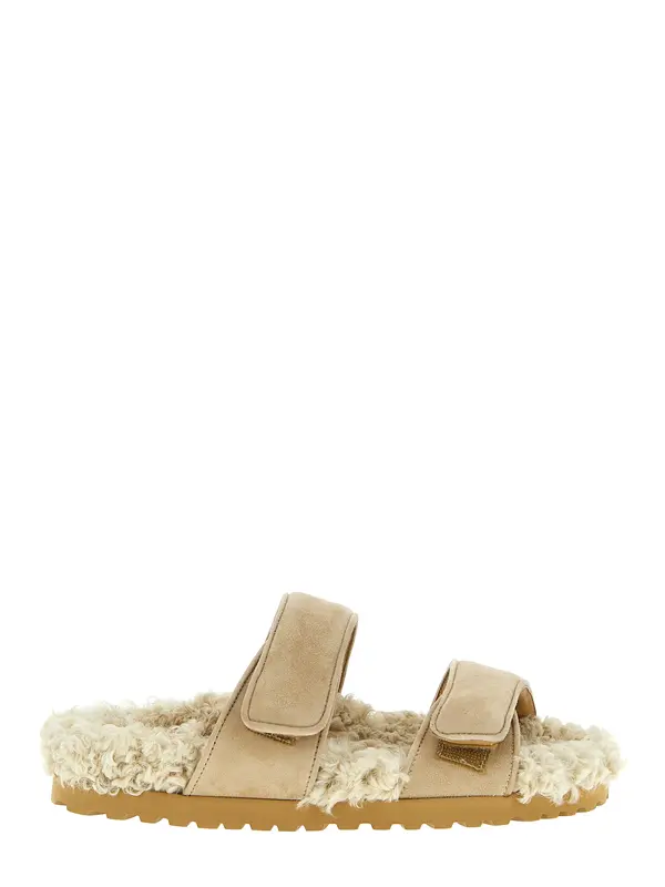 GIA BORGHINI Alvine Shearling Sandals - Beige