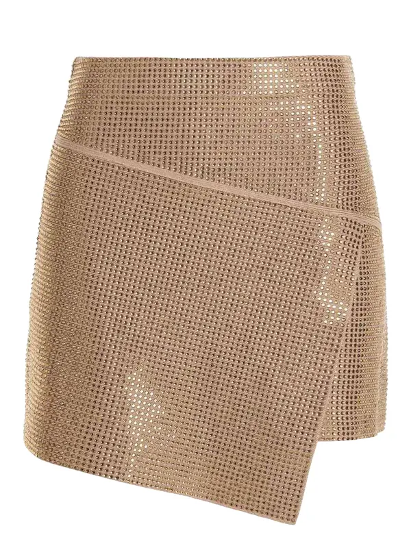 ANDREĀDAMO Sequin Knit Mini Skirt - Beige