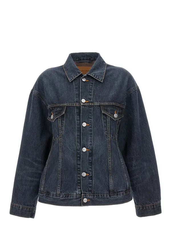 Balenciaga Hourglass Denim Jacket - Blue