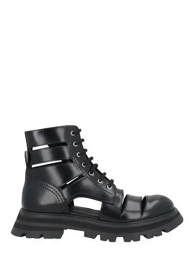 Alexander McQueen Lace-up Leather Ankle Boots - Black