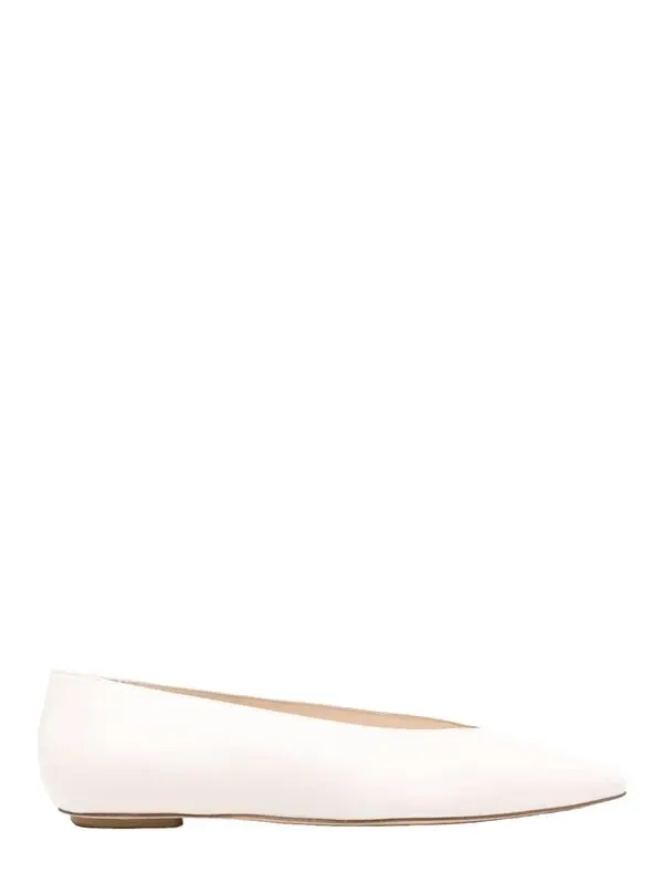 STUART WEITZMAN Pointed-toe Leather Ballerinas - Neutrals