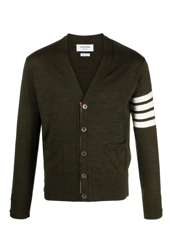 Thom Browne 4-bar Wool Cardigan - Green