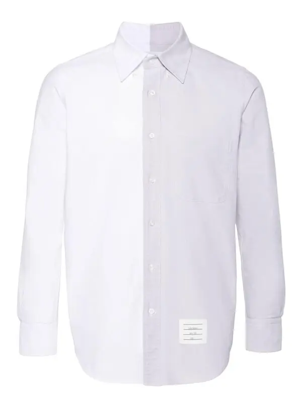 Thom Browne Colour-block Cotton Shirt - Grey