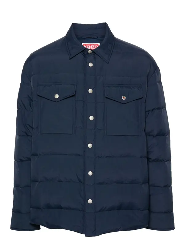 Kenzo Classic-collar Quilted Shirt Jacket - Blue