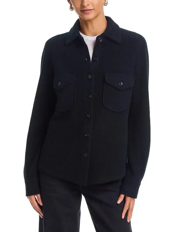 Aqua 100% Cashmere Button Down Shirt - Black