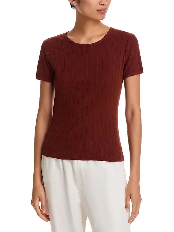 LESET Pointelle Tee - Cinnamon