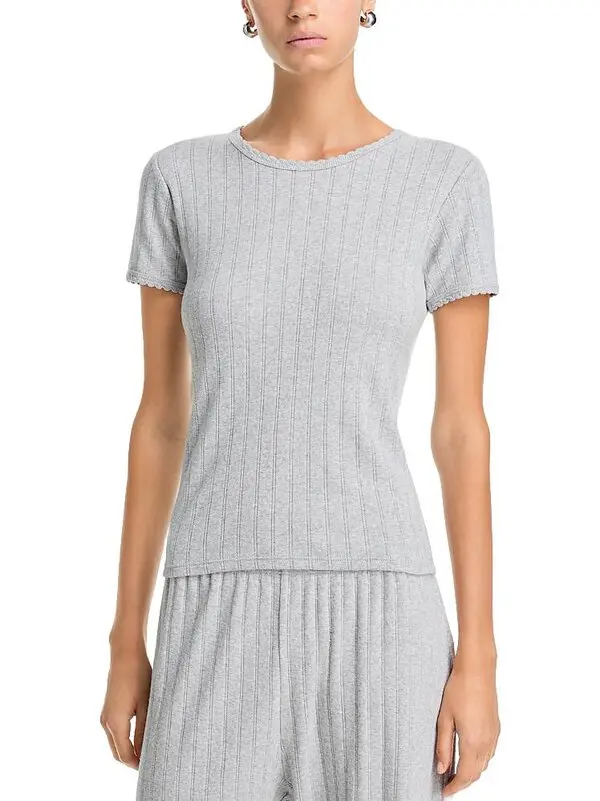 LESET Pointelle Tee - Light Grey