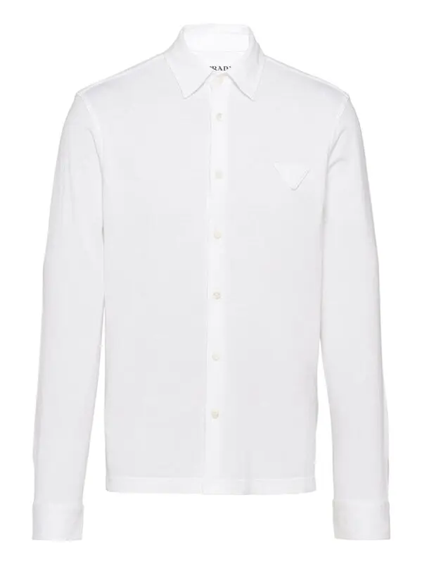 Prada Triangle-logo Cotton Shirt - White