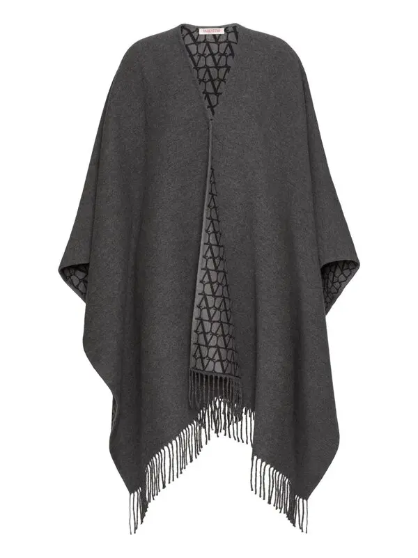 Valentino Garavani Toile Iconographe Double Poncho - Grey
