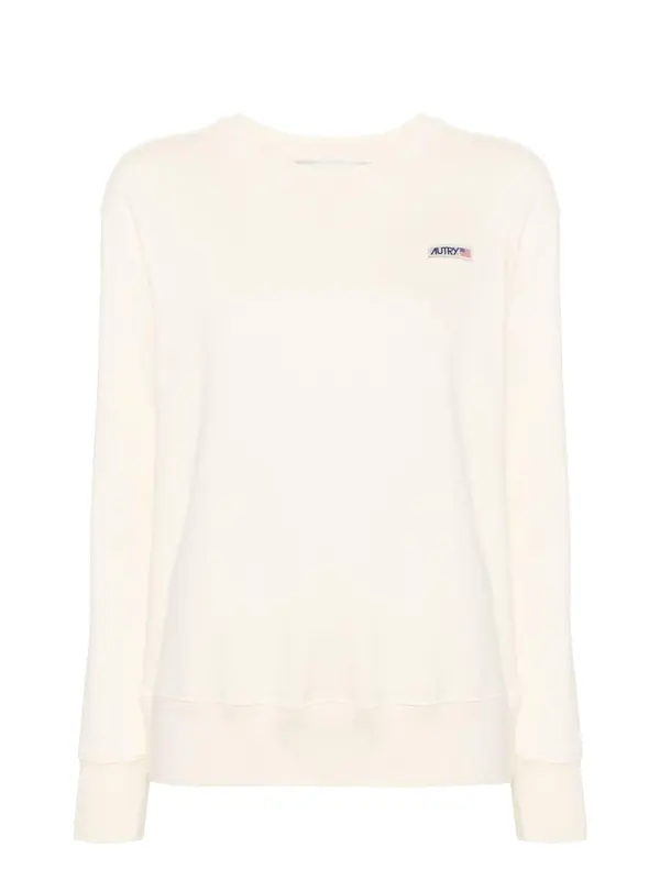 AUTRY Logo-patch Cotton Sweatshirt - Neutrals