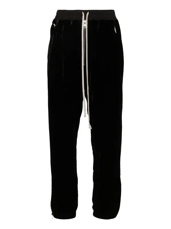 Rick Owens Drop-crotch Velour Track Pants - Black
