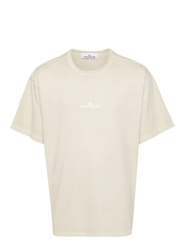 Stone Island Logo-embroidered Cotton T-shirt - Neutrals