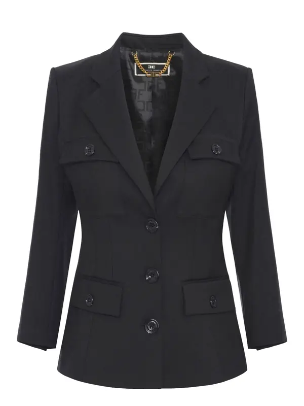 Elisabetta Franchi Single-breasted Crepe Blazer - Black