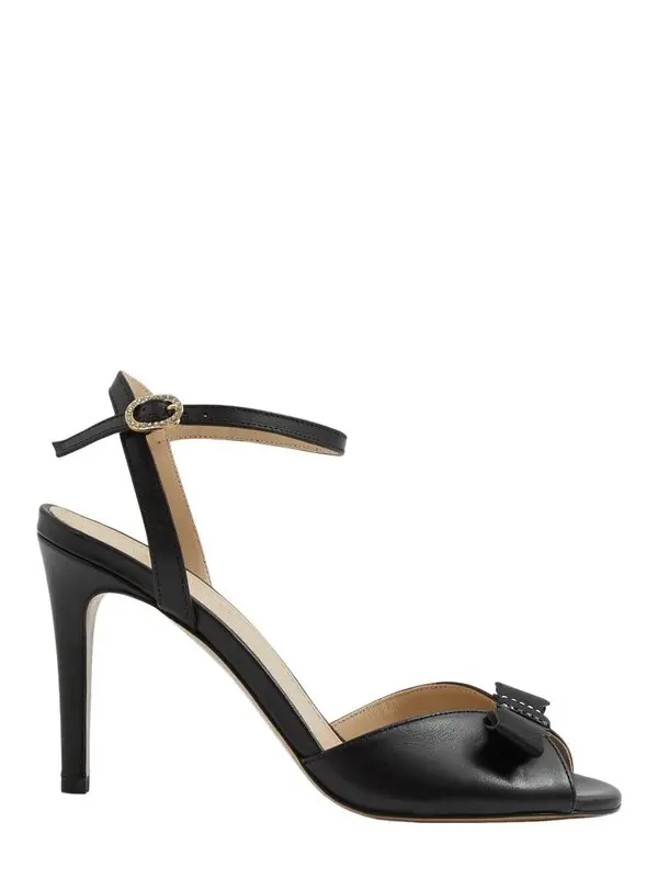 CAMILLA ELPHICK Leather Open-toe Heels - Black
