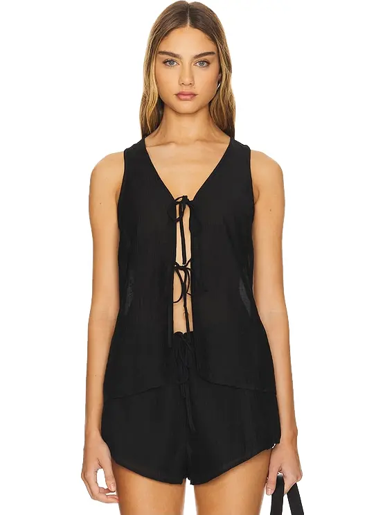 SNDYS Bijou Poplin Top - Black