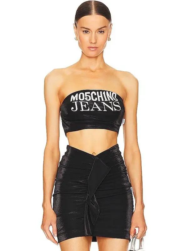 Moschino Shiny Jersey Strapless Top - Black