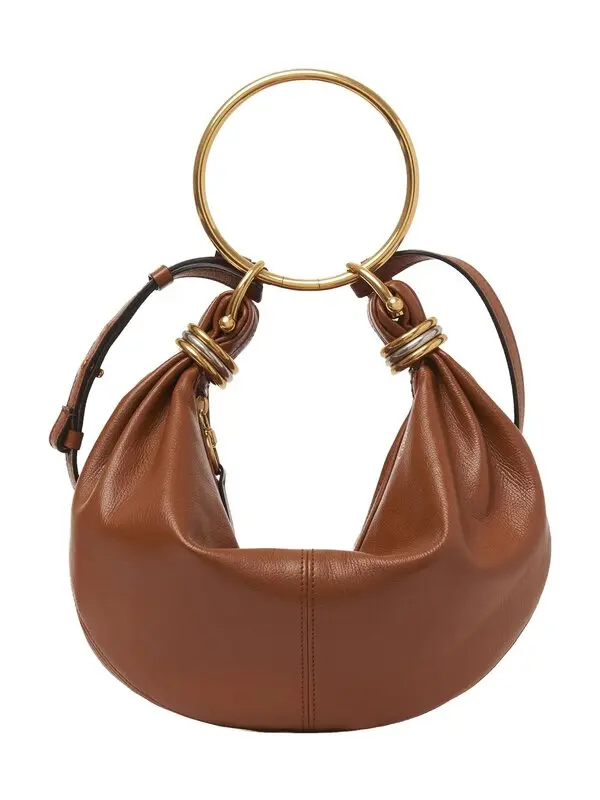 Chloé Bracelet Hobo Bag In Grained Leather - Brown