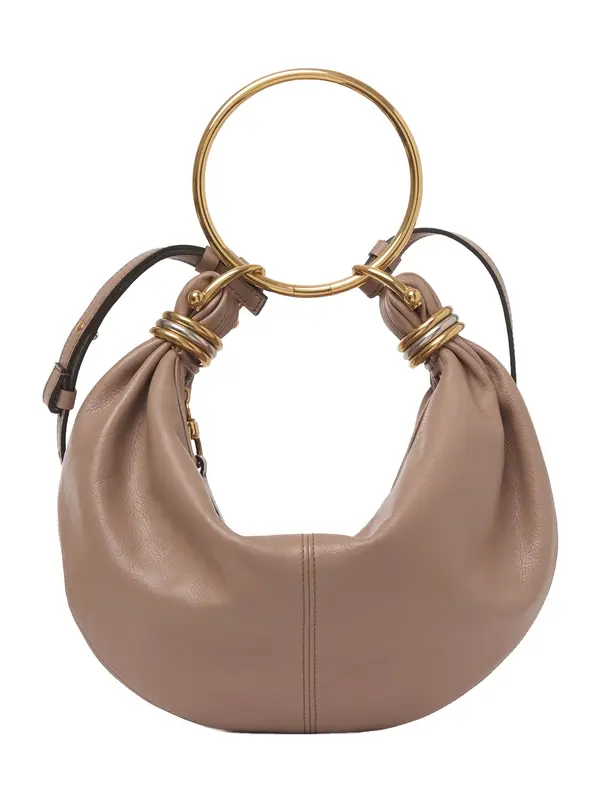 Chloé Bracelet Hobo Bag In Grained Leather - Pink