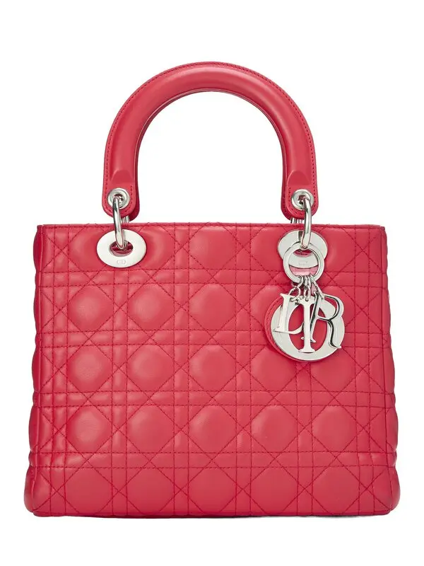 Dior Cannage Quilted Lambskin Lady - Red