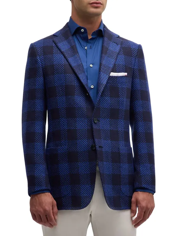 Kiton Large Check Sport Coat - Navy