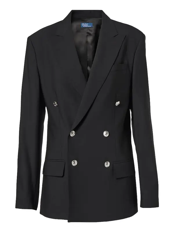 Polo Ralph Lauren Double-breasted Wool-blend Blazer - Black