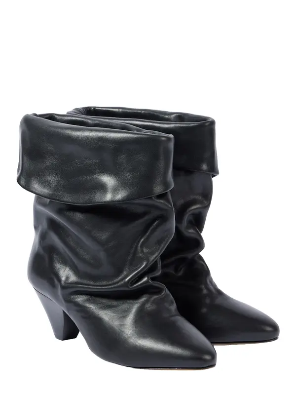Isabel Marant Ryska Leather Ankle Boots - Black