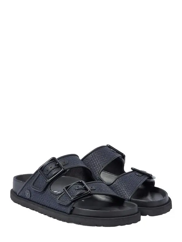BIRKENSTOCK Arizona Luxe Raffia Sandals - Black