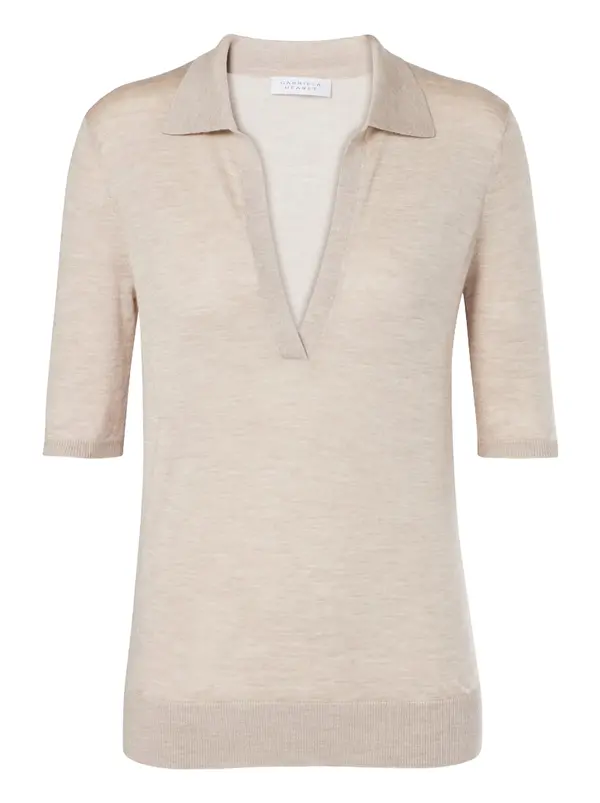 Gabriela Hearst Frank Cashmere And Silk Polo Sweater - Neutrals