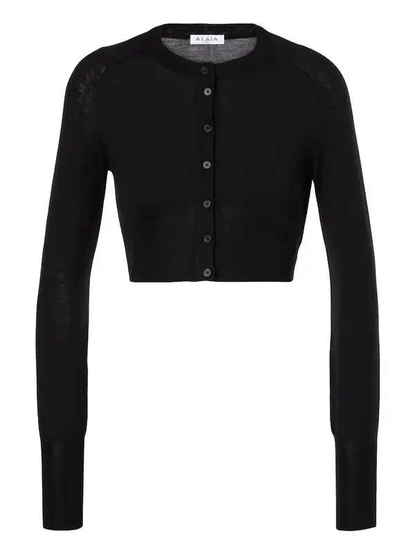 Alaïa Cropped Wool-blend Cardigan - Black