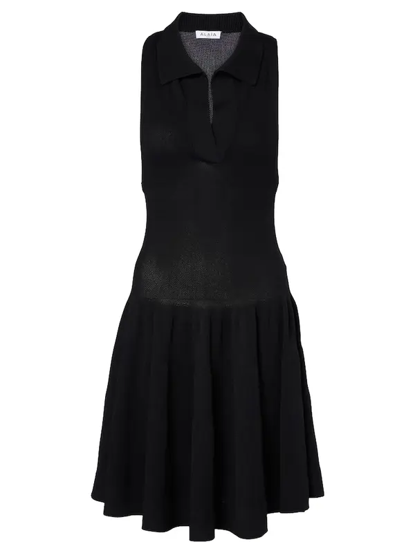 Alaïa Piquet Polo Dress - Black