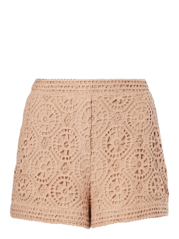 Elie Saab Macramé Cotton-blend Shorts - Brown