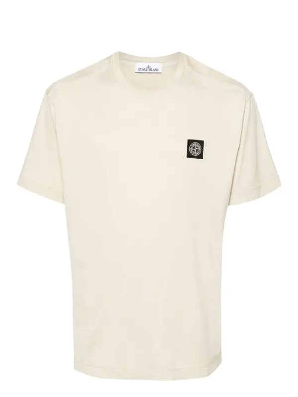 Stone Island Compass-patch Cotton T-shirt - Neutrals