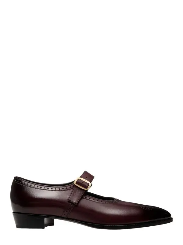 Bally Buckled Leather Brogues - Red