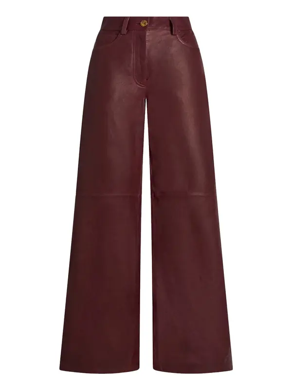 Etro Wide-leg Leather Trousers - Red