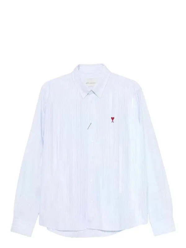 AMI Paris De Coeur Striped Oxford Shirt - Blue
