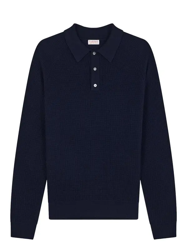 FURSAC Knitted Polo Shirt - Blue