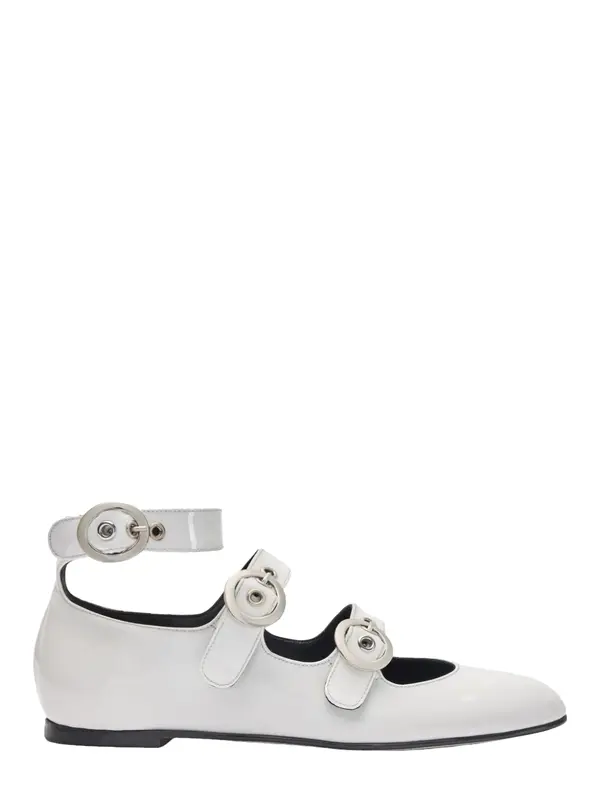 SCAROSSO Linda Ii Leather Ballerina Shoes - White