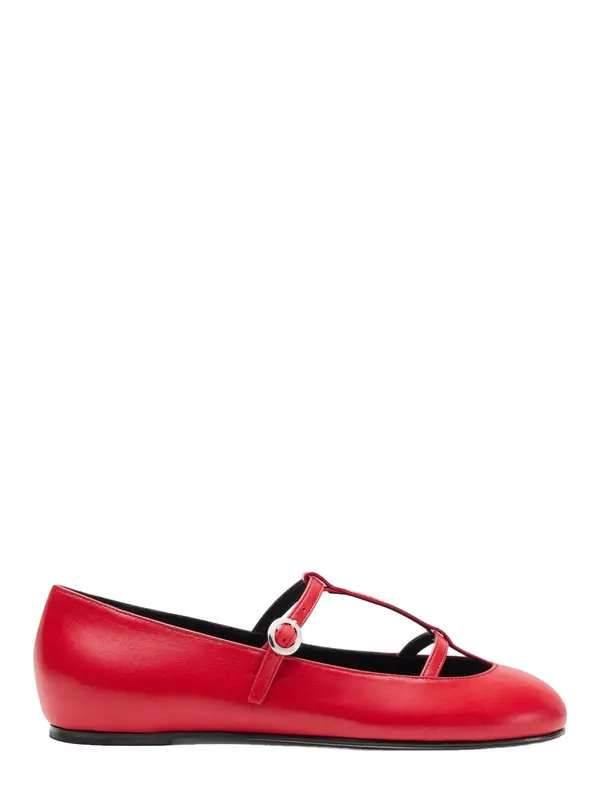 SCAROSSO Linda I Leather Ballerina Shoes - Red