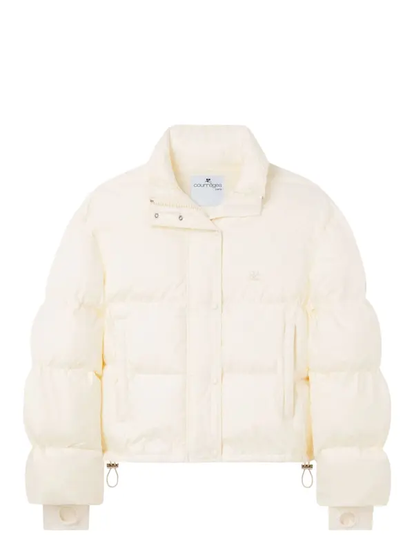 COURREGES Logo-embroidered Cropped Puffer Jacket - White