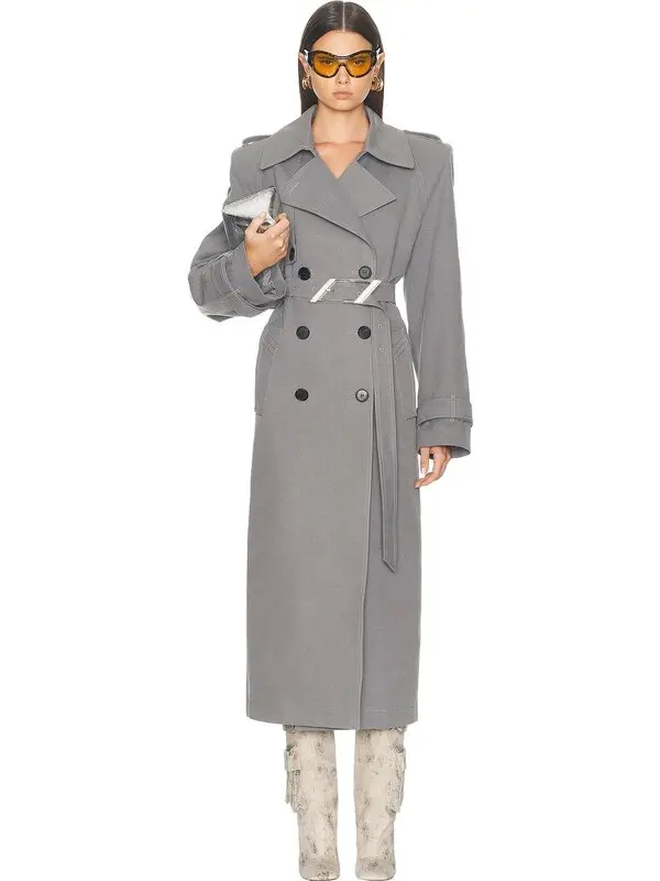 Attico Cotton Trench Coat - Grey