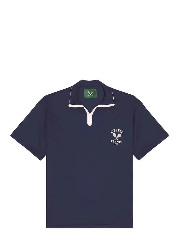 OYSTER Tennis Club On Court & Off Court Polo In White - Navy
