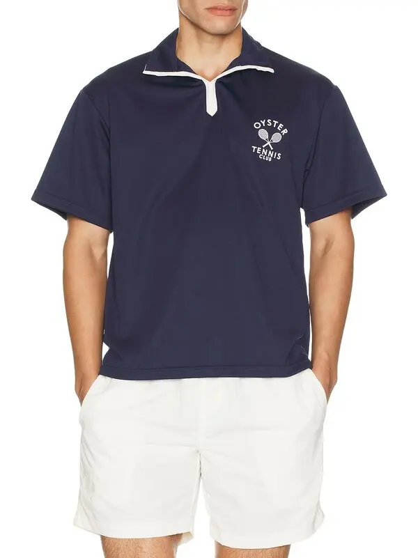 OYSTER Otc On Court / Off Court Polo In Dark Green - Navy