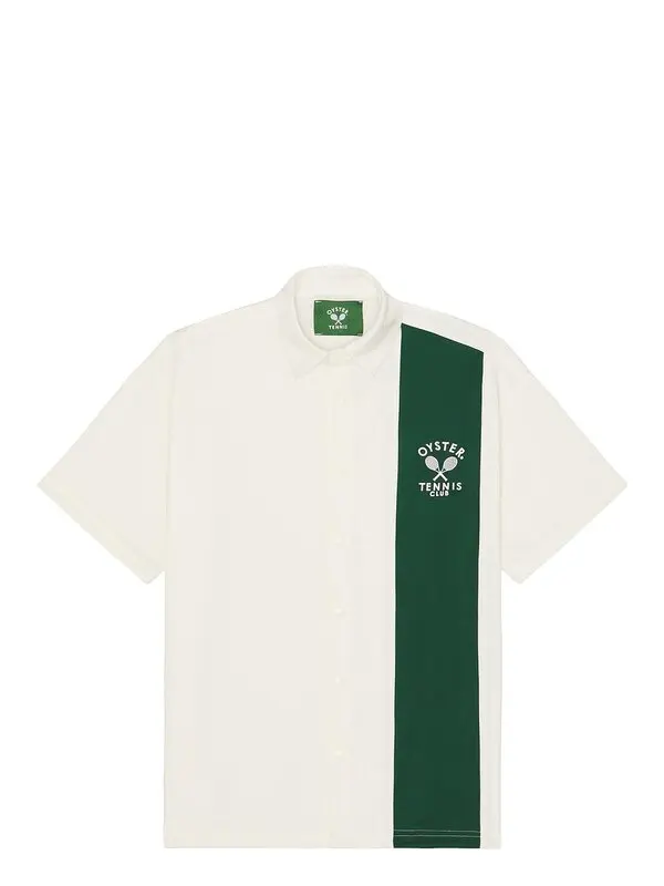 OYSTER Tennis Club On Court & Off Court Shirt In White - Vintage White & Green