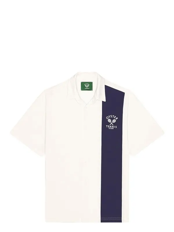 OYSTER Tennis Club On Court & Off Court Shirt In White - White & Navy