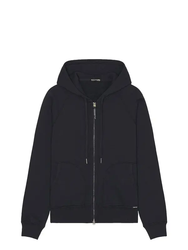 TOM FORD Garment Dyed Zip Hoodie - Space Blue