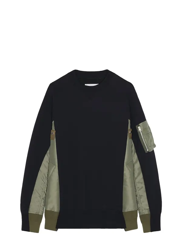 Sacai Sponge Sweat Pullover In Blue - Navy & Khaki